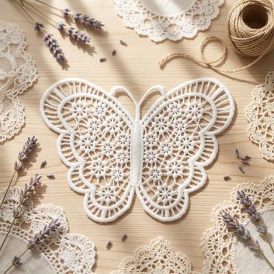 China Eco-Friendly Polyester Water-Soluble Embroidery Butterfly Patches for Children's Apparel and Home Textiles Decoration for sale