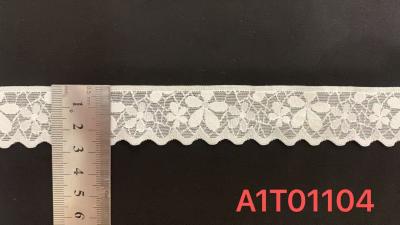 China 2.2cm Width Vintage Floral Hollow Stretch Lace Trim with Scalloped Bottom Edge Custom Dyed for Wedding Dress and Lingerie for sale