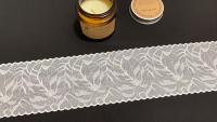 China 8cm Width Breathable Mesh Custom Color Elastic Lace Trim with Scalloped Edge for Bridal Dress and Nightwear for sale