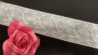 China 8cm Width Breathable Mesh Custom Color Elastic Lace Trim with Scalloped Edge for Bridal Dress and Nightwear for sale