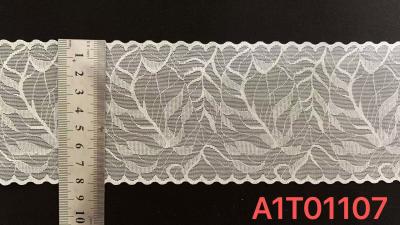 China 8cm Width Breathable Mesh Custom Color Elastic Lace Trim with Scalloped Edge for Bridal Dress and Nightwear for sale