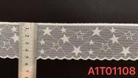 China 5cm Width Star Hollow Design Breathable Mesh Elastic Lace Trim for Kids Dress and Hair Accessories for sale