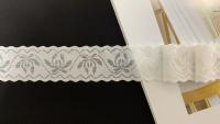 China 3.2cm Width Soft Wavy-edge Elastic Lace Trim with Subtle Flower Hollow Pattern for Lingerie & Dress for sale