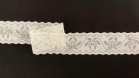 China 3.2cm Width Soft Wavy-edge Elastic Lace Trim with Subtle Flower Hollow Pattern for Lingerie & Dress for sale