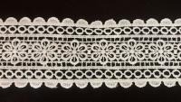 China Premium Milk Silk Lace Trim with Scalloped Edge and 3D Floral Pattern for Skin-Friendly Apparel Decoration for sale