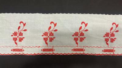 China Middle Eastern Style Cotton Lace Trim with Scalloped Edge and 11cm Width for Garment Decoration for sale
