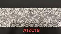 China A1Z019 Floral Hollow Out Stretch Lace Trim, Double Scalloped White Elastic Lace Ribbon For Lingerie Dress Pajama Garment Decoration for sale