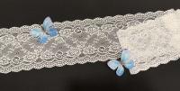 China A1Z019 Floral Hollow Out Stretch Lace Trim, Double Scalloped White Elastic Lace Ribbon For Lingerie Dress Pajama Garment Decoration for sale