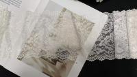 China A1Z020 Vintage Rose Floral Elastic Lace Trim, Double Scalloped Hollow Out White Lace Ribbon For Lingerie Dress Nightgown Decoration for sale