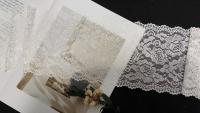 China A1Z020 Vintage Rose Floral Elastic Lace Trim, Double Scalloped Hollow Out White Lace Ribbon For Lingerie Dress Nightgown Decoration for sale