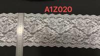China A1Z020 Vintage Rose Floral Elastic Lace Trim, Double Scalloped Hollow Out White Lace Ribbon For Lingerie Dress Nightgown Decoration for sale