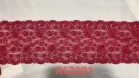 China A1Z021 Burgundy Floral Stretch Lace Trim, Double Scalloped Vintage Nylon/Spandex Lace Ribbon for Lingerie Wedding Dress Nightgown Decoration for sale