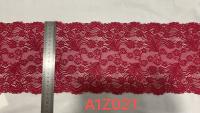 China A1Z021 Burgundy Floral Stretch Lace Trim, Double Scalloped Vintage Nylon/Spandex Lace Ribbon for Lingerie Wedding Dress Nightgown Decoration for sale