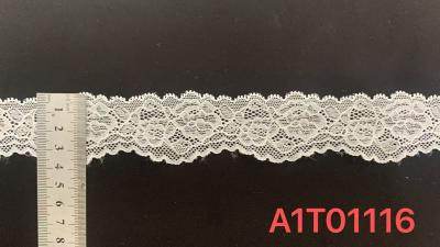 China 3.8cm Scalloped Nylon Spandex Lace Trim with Hollow-out Patterns for Dress & Lingerie Trimming for sale