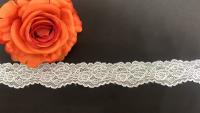 China 3.8cm Scalloped Nylon Spandex Lace Trim with Hollow-out Patterns for Dress & Lingerie Trimming for sale