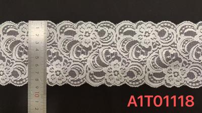 China 8.5cm Delicate Scalloped Floral Lace Trim with Dense Mesh Weave for Garment Edging for sale