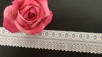 China 5cm Multi-layer Segmented Elastic Lace Trim with Oval Hollow Patterns & Double Scalloped Layers for sale
