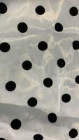 China Luxury 100% Polyester Organza Lace Fabric with Black Polka Flocking Dot Print for Home Decor & Clothing for sale