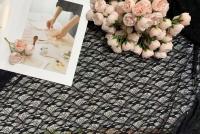 China 100% nylon/spandex  Rhombus Hollow Out Mesh Lace Fabric, Black Geometric Diamond Net Lace for Dress Lingerie Garment Decoration for sale