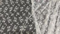 China Soft 100% Polyester Scattered Floral Mesh Tulle, Lightweight Small Flower Printed Sheer Net Fabric for Wedding Garment for sale
