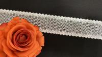 China 4.5cm Hollow Oval Jacquard Lace Trim with Double Scalloped Edge for Garment Decoration for sale