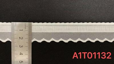 China 2.5cm Width Double Scallop Heart Nylon Spandex Lace Trim with Breathable Mesh for Underwear Mass Production for sale