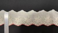 China Vintage Scalloped Edge Cotton Lace Trim with Middle East Style and 3.8 Inches Wide for Garment Dress DIY Craft for sale
