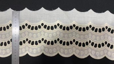 China Middle Eastern Scalloped Edge Cotton Lace Trim 3.8 Inches Wide for DIY Textile Accessories for sale