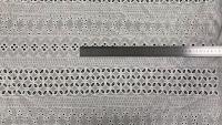 China Soft 100% Cotton Horizontal Striped Eyelet Embroidery Fabric, Geometric Diamond Oval Hollow Cutwork Lace for Summer Dress Blouse for sale