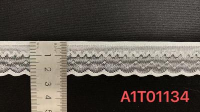 China 2.5cm Nylon Spandex Elastic Lace Trim with Single Scalloped Wave Edge for Lingerie and Dress Decoration for sale