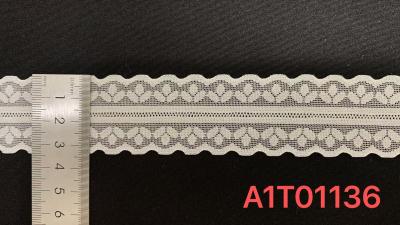 China 3.5cm Scalloped Floral Lace Trim with Double-Layer Hollow Mesh and Wash-Resistant Elastic for Lingerie & Dresses for sale