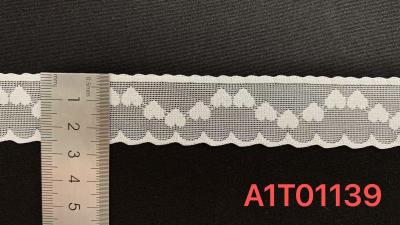 China 2.5cm Width Ivory Nylon Spandex Elastic Lace Trim with Heart Pattern and Scalloped Edge for Lingerie Decoration for sale
