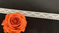 China 2.5cm Width Ivory Nylon Spandex Elastic Lace Trim with Heart Pattern and Scalloped Edge for Lingerie Decoration for sale