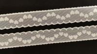 China 2.5cm Width Ivory Nylon Spandex Elastic Lace Trim with Heart Pattern and Scalloped Edge for Lingerie Decoration for sale
