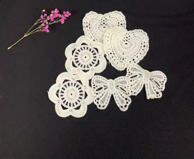 China 100% Polyester Embroidery Patches, Heart Flower Bow Hollow Cutwork Lace Appliques for Dress Garment DIY Decoration for sale