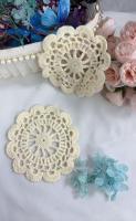 China 100% Cotton flower patche  Hollow Embroider Floral Lace Applique, Sew-on Round Doily Patch for Cup Coaster Children Clothing Decoration for sale