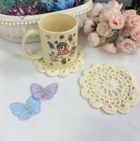 China 100% Cotton flower patche  Hollow Embroider Floral Lace Applique, Sew-on Round Doily Patch for Cup Coaster Children Clothing Decoration for sale