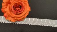 China 2.5cm Width Nylon Spandex Lace Trim with Rhombus Mesh and Scalloped Edge for Lingerie Decoration for sale