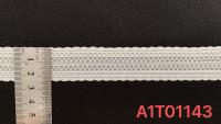 China 2.5cm Nylon Spandex Elastic Lace Trim with Scalloped Edge and Fine Horizontal Stripe Mesh for Lingerie Decoration for sale