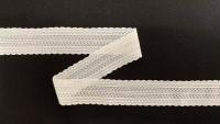 China 2.5cm Nylon Spandex Elastic Lace Trim with Scalloped Edge and Fine Horizontal Stripe Mesh for Lingerie Decoration for sale