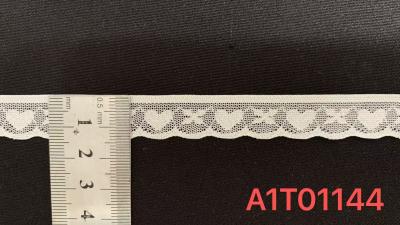 China 1.5cm Nylon Spandex Elastic Lace Trim with Heart Pattern Mesh and Wavy Bottom Edge for Lingerie Decoration for sale