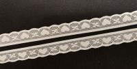 China 1.5cm Nylon Spandex Elastic Lace Trim with Heart Pattern Mesh and Wavy Bottom Edge for Lingerie Decoration for sale