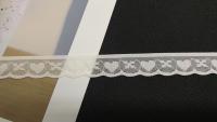 China 1.5cm Nylon Spandex Elastic Lace Trim with Heart Pattern Mesh and Wavy Bottom Edge for Lingerie Decoration for sale