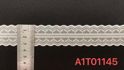China 3cm Nylon Spandex Elastic Lace Trim with Double Scalloped Edge and Symmetric Geometric Pattern for Lingerie and Garment Decoration for sale