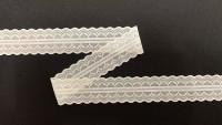 China 3cm Nylon Spandex Elastic Lace Trim with Double Scalloped Edge and Symmetric Geometric Pattern for Lingerie and Garment Decoration for sale