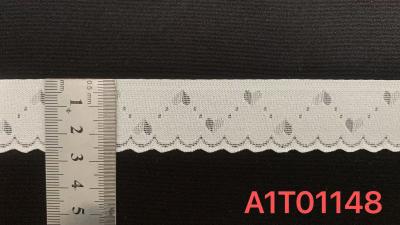 China 2.7cm Nylon Spandex Elastic Lace Trim with Hollow Heart Cutout and Scalloped Wave Edge for Lingerie Decoration for sale