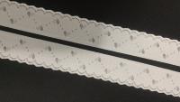 China 2.7cm Nylon Spandex Elastic Lace Trim with Hollow Heart Cutout and Scalloped Wave Edge for Lingerie Decoration for sale