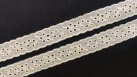 China 2cm Cotton Chicken Lace Trim with Small Daisy Eyelet Cutout and Double Scalloped Edge for Dress Garment Lingerie for sale