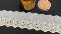 China 6.5cm Cotton Chicken Lace Trim with Small Daisy Eyelet Cutout and Double Scalloped Edge for Dress Garment Lingerie for sale