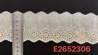 China 6.5cm Cotton Chicken Lace Trim with Small Daisy Eyelet Cutout and Double Scalloped Edge for Dress Garment Lingerie for sale